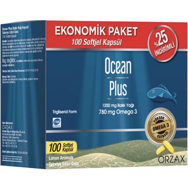 Ocean Plus Omega 3 Balık Yağı 1200 mg 100 Kapsül 1.101,24 TL